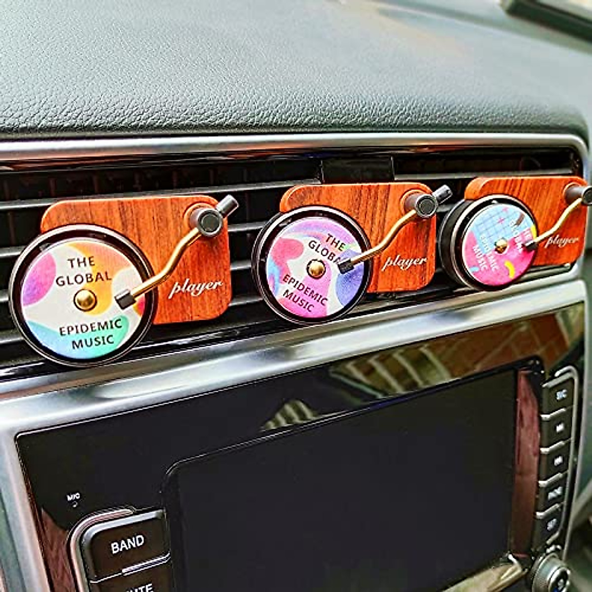 GISAVV Record Player Car Air Freshener Spin Phonograph Air Vent Outlet Aromatherapy Diffuser Perfume Clip Retro Car Accesories Interior (Style A)