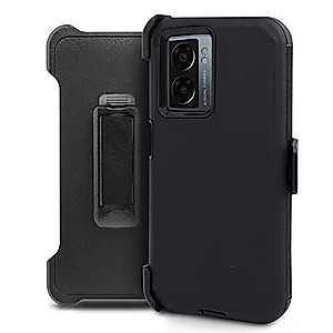 Customerfirst Compatible for OnePlus Nord N300 5G with Built in Screen Protector Kickstand Rugged Shockproof Dust/Drop Proof Holster Phone Case Cover (Black)