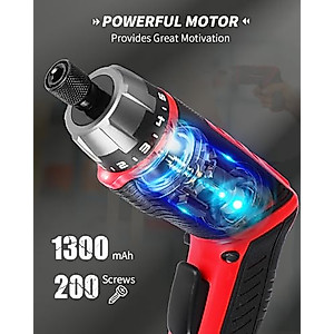 AVID POWER Electric Screwdriver Set Rechargeable 4V Cordless Screwdriver Kit with 44pcs Accessories, 5.65Nm Screw Gun, 5+1 Torque Setting, 2 Position Handle with LED Light