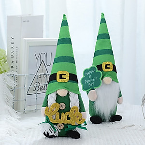 2packs St. Patrick's Day Gnome Decorations, Handmade Standing Tomte Gnome Plush Decor for Gift,Green Shamrock Irish Gnome Elf Scandinavian Ornaments, Patrick's Day Home Decor, Party Supplies Gift