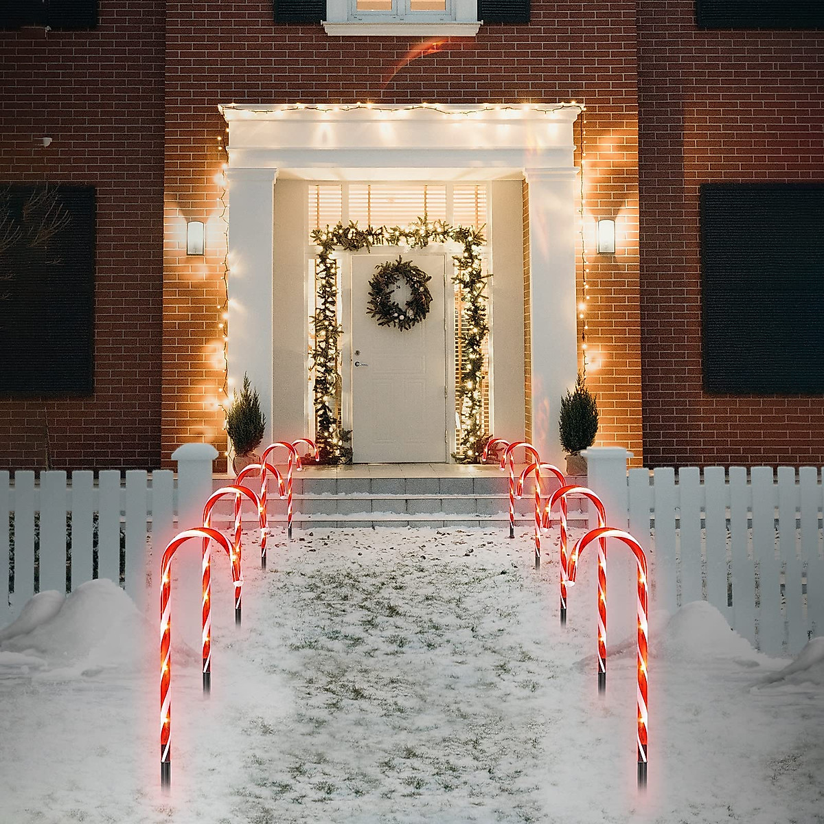 Fedeas Christmas Candy Cane Lights Outdoor Decoration, Set of 10 Packs Pathway Markers LED Lights for Home Indoor Patio Garden Yard Walkway Lawn