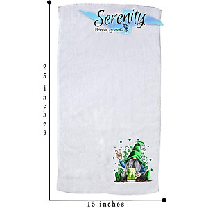 St Patricks Day Kitchen Dish Tea Towel Decoration | Decorative Bathroom Hand Decor | Holiday Shamrock Gnomes Bath Towels | Spring Winter Green Home Decor | Saint Patrick's Day Paddy's Day Paddys