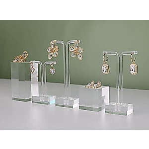 GemeShou 3pcs transparent earring T stand jewelry display for show, acrylic earring hanger for women, small clear earring holder for selling, jewelry Photography props【3pcs earring stand-T shape】