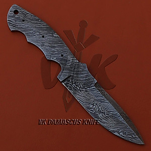 Damascus Steel Blank Blades for Knife Making Supplies, Full Tang Handmade 9 inch Damascus Hunting Knife Blank JNR 4055