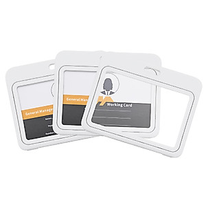BOKOVNGEE ID Badge Holder with Plastic Clip, Double-Sided Transparent Windows Horizontal Hard White Plastic Case Waterproof Card Holder for Office School ID Credit Cards Exhibition Cards Passes,3pack