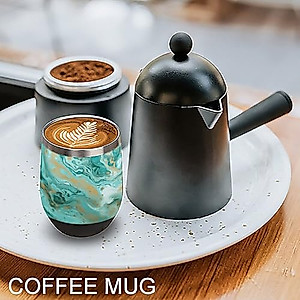 WYUSPGK 304 Stainless Steel Insulated Cup, Teal And Gold Marble Print Smooth Rim, Durable & Reusable - Perfect for Office, Home, And Travel