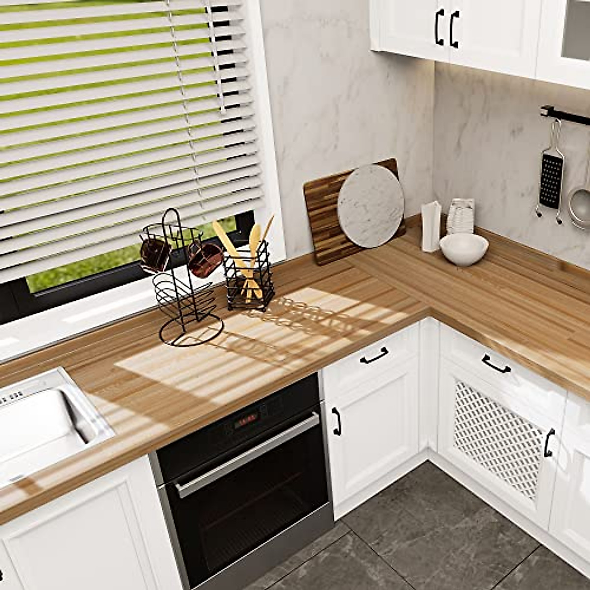 CONSDAN Butcher Block Counter Top, USA Grown Hard Maple Solid Hardwood Countertop, Washer/Laundry Countertop, Table Top, Polished, Prefinished with Food-safe Oil, 1.5" Thickness, 72" L x 25" W