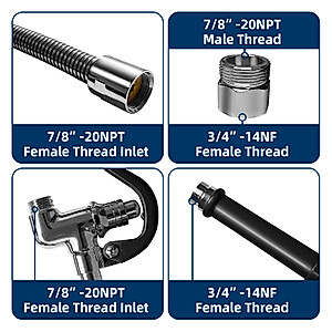 Commercial Sink Sprayer Valve with 45" Pre Rinse Hose, Pre Rinse Sprayer with Flexible Stainless Steel Hose Assembly for Commercial Kitchen Faucets, Black