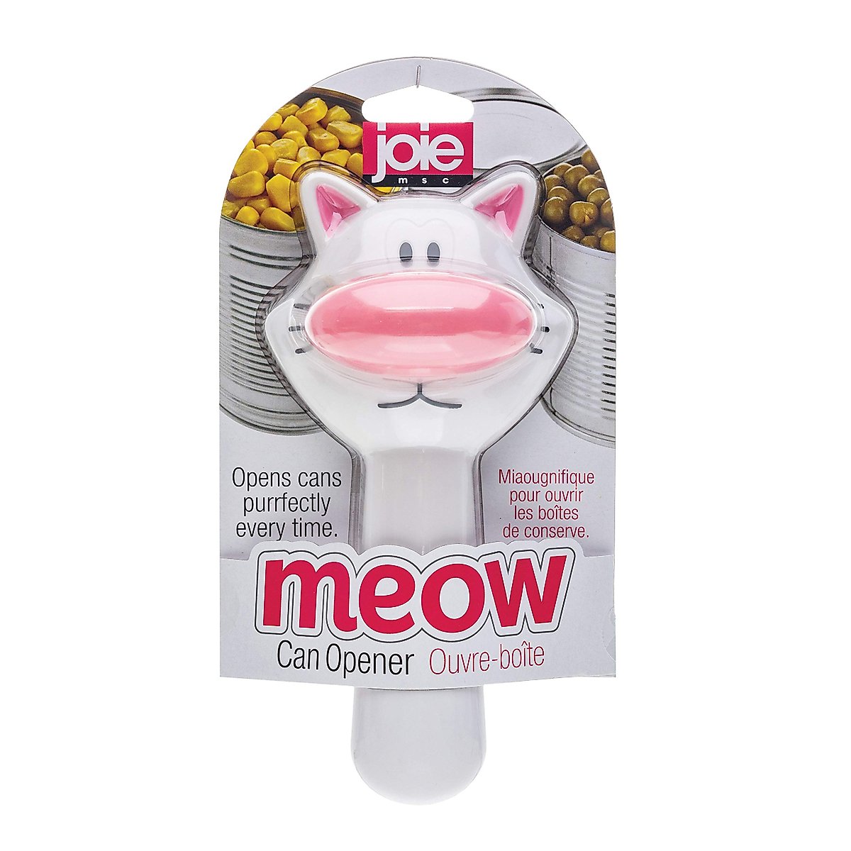 Joie Meow Cat-Themed Safety Lid Can Opener, Leaves No Sharp Edges, White (12498), One Size