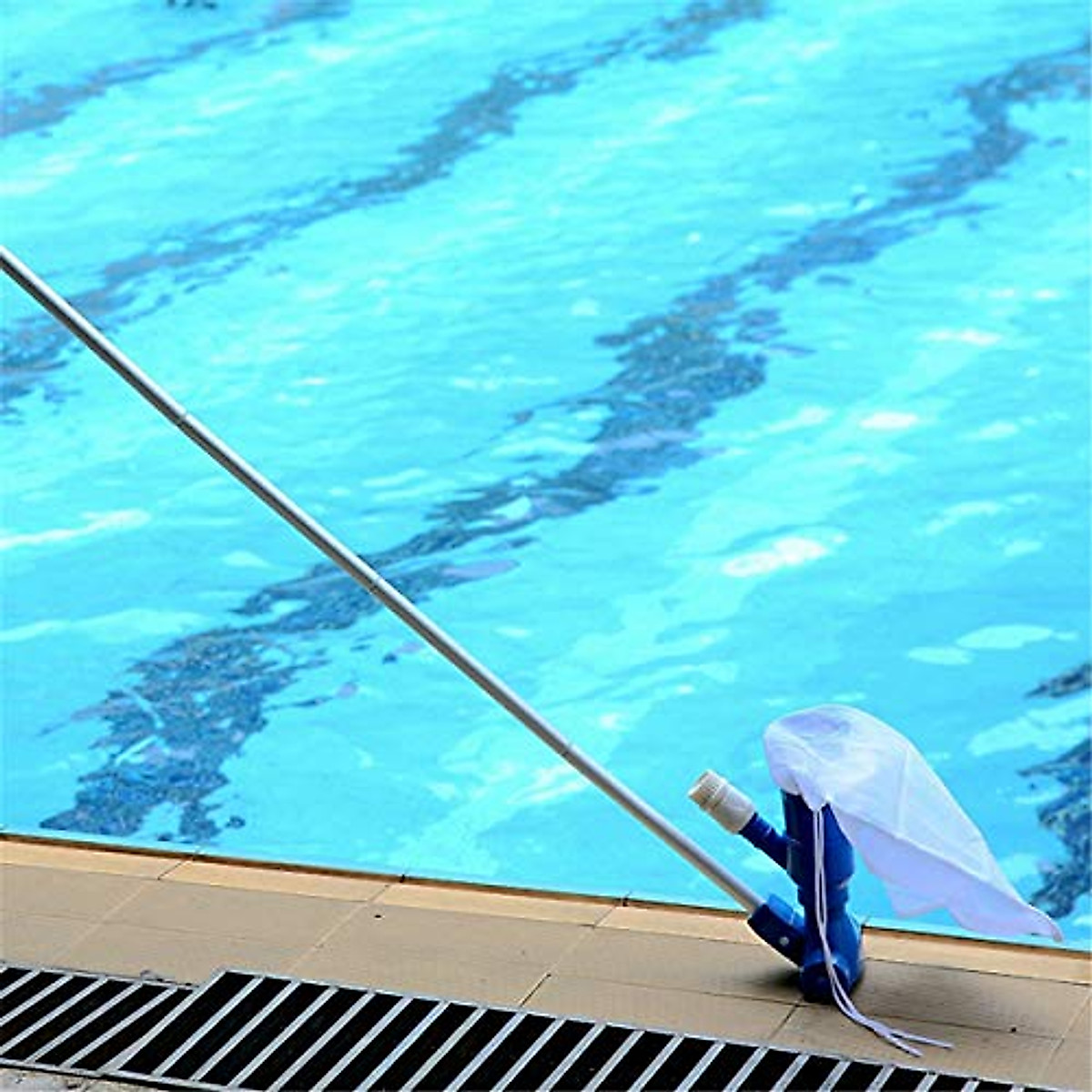 Underwater Vacuum Pool Cleaner Handheld Pool Spa Pond Mini Jet Vac Vacuum Cleaner w/Bag, and 4' Pole for Above Ground Pools, Fountain, and Hot Tub (Blue)