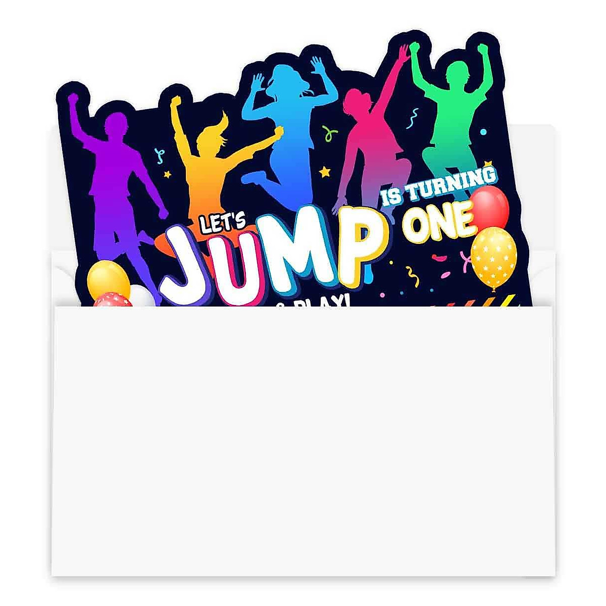 Simimi art 1st Bounce House or Jumping Theme Birthday Party Invitations - Trampoline Jump Birthday Invite - Trampoline Birthday Party - 30 Cards + 30 Envelopes