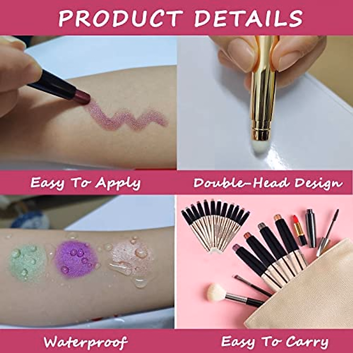 Metiplou Blue Eyeshadow Stick Eyeliner pencil Makeup Cream Shimmer Smooth Eye shadow Pencil Hypoallergenic Waterproof Long Lasting Dark Light Navy Single palette Pencil Eye shadow Pen (16#)