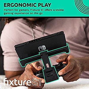 Fixture S1 Gaming Console Monitor and Controller Mount Compatible with Nintendo Switch and Pro Controller, Adjustable Video Game Holder Stand Clip, Gray