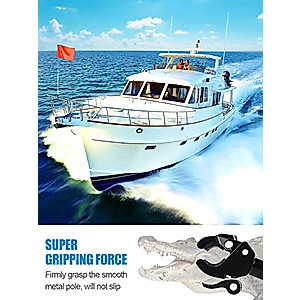 Orange Boat Flag- 64 Inch Adjustable Boat Safety Flag Water Ski Flag with Stable Holder & Flag Pole Durable Boating Safety Flag Skier Down Flag for Swimmers Surfer Safety Equipment