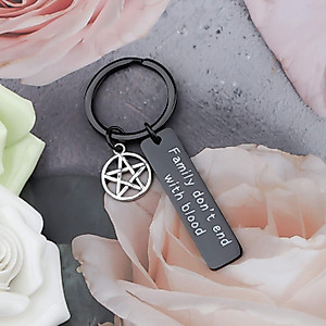 TGBJE Family Don't End with Blood Best Friend Keychain SPN Jewelry Movie Inspired Gift Movie Fans Gift (BL End with Blood)