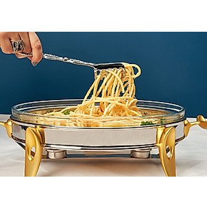 Rigeli Regent O2 Stainless Steel 3 Lt. Oval Warmer with Stainless Steel Cover, Chafing Dish, Buffet Servers, Gold, Silver