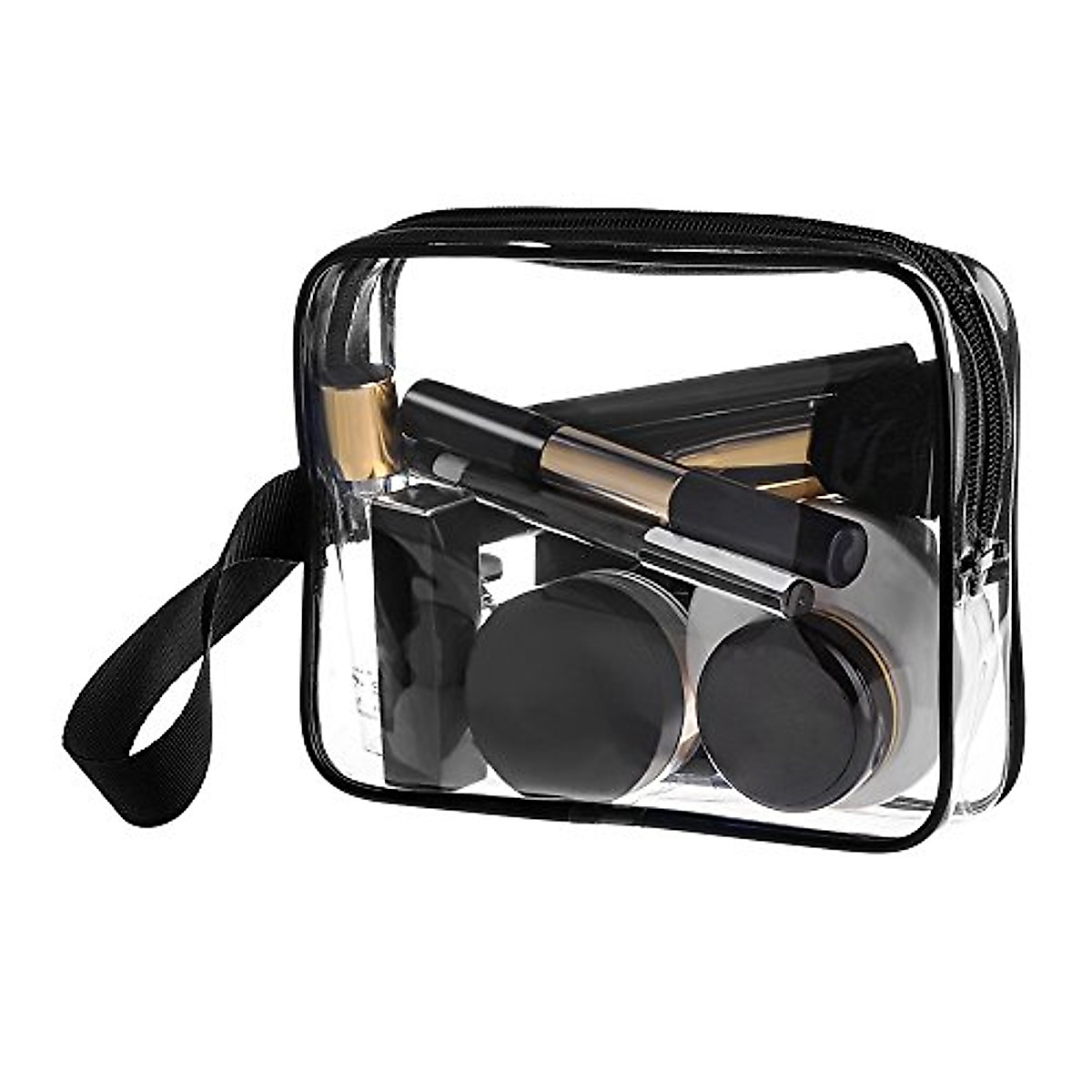 Sariok 3pcs/pack Clear Toiletry Bag with Zipper TSA Approved Travel Cosmetic Bag PVC Make-up Pouch Handle Straps for Women Men, Carry On Airport Airline Compliant Quart Bags 3-1-1 Kit Luggage