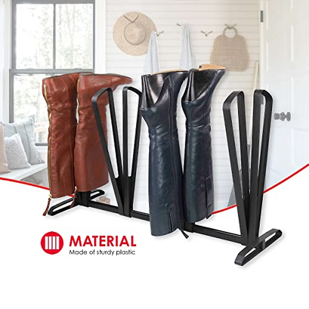 Home Basics Boot Organizer, Space Saving Boot Rack for 4 Pairs of Boots