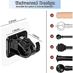 Lightarea Curtain Rod Brackets No Drilling, 8 PCS Self Adhesive Curtain Rod Holder Hooks, Hangers for Bathroom Kitchen Home Bathroom & Hotel Use