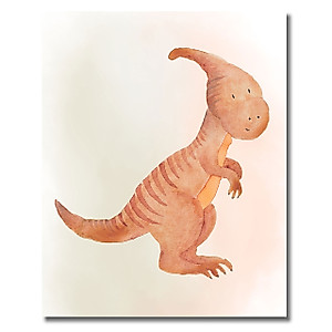 Dinosaur Watercolor Prints - Cute Wall Art for Kids, Boys or Girls Bedroom, Dinosaur Poster Set for Playroom or Nursery, Fun Dino Art for Children's Room - Unframed Set of 6 (8x10")