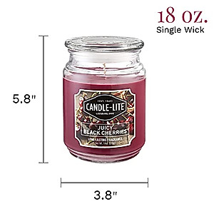 CANDLE-LITE Scented Juicy Black Cherries Fragrance, One 18 oz. Single-Wick Aromatherapy Candle with 110 Hours of Burn Time, Dark Red Color