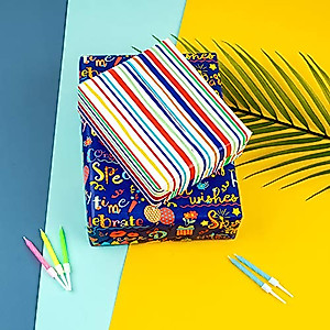 MAYPLUSS Reversible Wrapping Paper Roll - Mini Roll - 17 Inch X 32.8 Feet - Birthday Design (47.3 sq.ft.ttl)