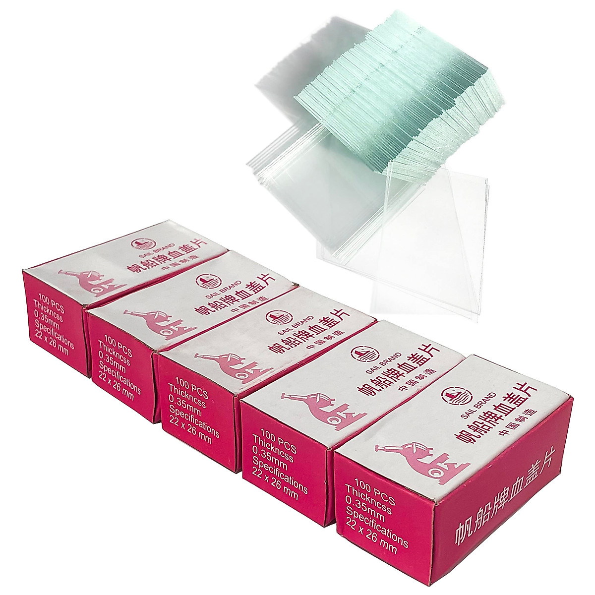 500pcs Hemocytometer Glass Cover Slip, 26mm Length, 22mm Width LAB Professional Glass Cover Slips