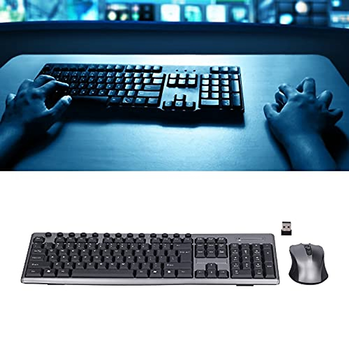 Wireless Keyboard, 104-key PC Notebook Keyboard Wireless Keyboard Mouse Set Gaming Keyboard Universal Computer Keyboard for Home Bedroom