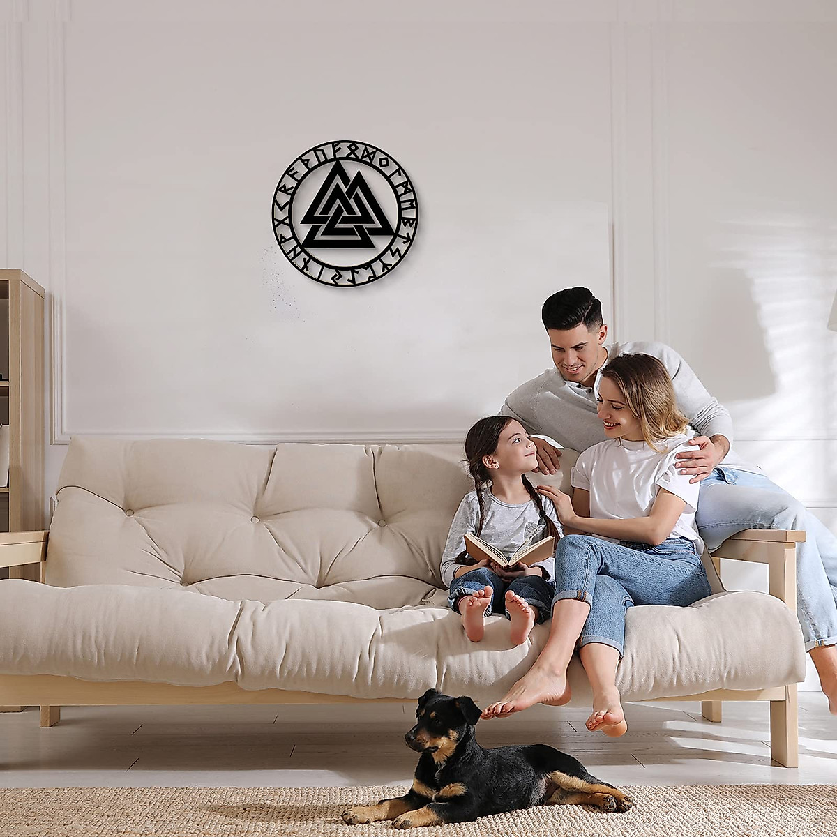 VALHALLA Vahala 3pc Viking Decor 15” Metal Wall Art | Viking Compass, Valknut, Tree of Life｜Nordic Mythology Vegvisir Runes and Symbols, Norse Metal Wall Décor, (15 in W x 15 in H / 38x38 cm)