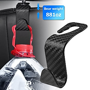 4PCS Car Seat Headrest Hook, Carbon Fiber Auto Back Seat Hanger, Car Interior Accessories Universal for Most Vehicle, Organizer Holder for Storage Purses, Bag, Coat, Hat, Umbrella
