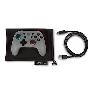 PowerA Nano Enhanced Wireless Controller for Nintendo Switch - Grey-Neon, Works with Nintendo Switch Lite, Bluetooth Controller, Gamepad, Compact, Smaller, Rechargeable, Portable - Nintendo Switch