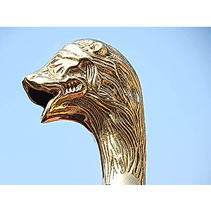 Halloween Vintage Handmade Lion Head Handle Wooden Walking Stick Cane Vintage Designer Handmade