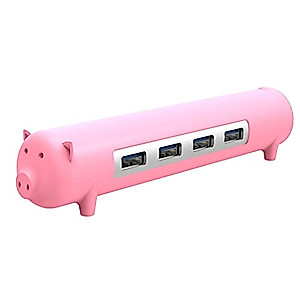 SHYPT 4 in 1 Cute Pet-Shape HUB for MAC Notebook Aluminum Alloy Silicone 100cm Detached Data Cable (Color : Pink)