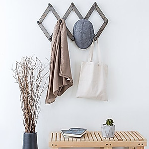 MyGift 10-Hook Rustic Gray Wood Expandable Accordion Peg Coat Rack Hanger