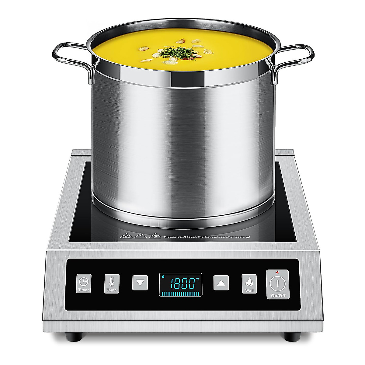 AMZCHEF Induction Cooktop Commercial, Professional Portable Induction Burner, 1800W Countertop Stove Burner with ETL-Certified Induction Hot Plate 3 Hours Timer,8 Temperature & Power Levels,LCD Screen