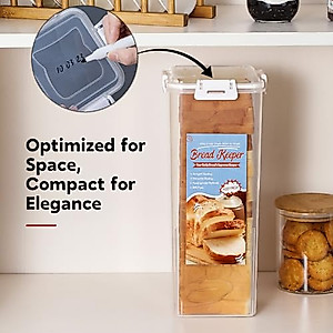 AOZITA Bread Box with Airtight Lid, Bread Storage Container, Bread Loaf Storage Dispenser, Plastic Sandwich Bread Keeper, White Lid, 1 Pack