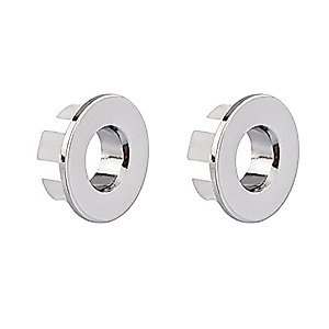 Sink Basin Trim Overflow Cover Brass Insert in Hole Round Caps Chrome 2 pcs