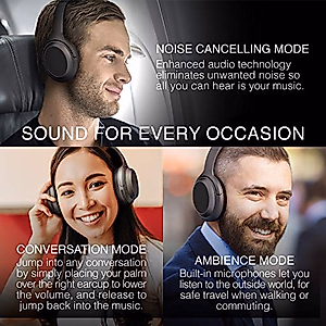 Brookstone AirPhones Pro Wireless Over Ear Headphones, Active Noise Cancelling TWS Bluetooth Headphones, 30H Playtime, Deep Bass, High-Res Audio, Touch Controls, Comfort Ear-Cups, Portable, Black