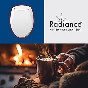 BEMIS Radiance Heated Night Light Toilet Seat will Slow Close and Never Loosen, ELONGATED, Long Lasting Plastic, White, H1900NL 000