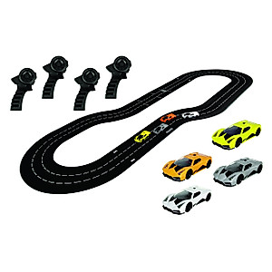DMX Racer: Dynamic Motion Express - Exclusive Pro Slot Car Racing, 2.4GHz 4 Player 18' Multi-Track, Progressive Remote Control Vehicles, Lane Changing