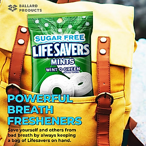 Sugar Free Lifesavers Mints Variety Pack - Sugar Free Lifesaver Mints - 2 Flavors - Life Savers Wint O Green and Life Savers Pep O Mint - Bundle with Ballard Products Pocket Bag (2 Pack)