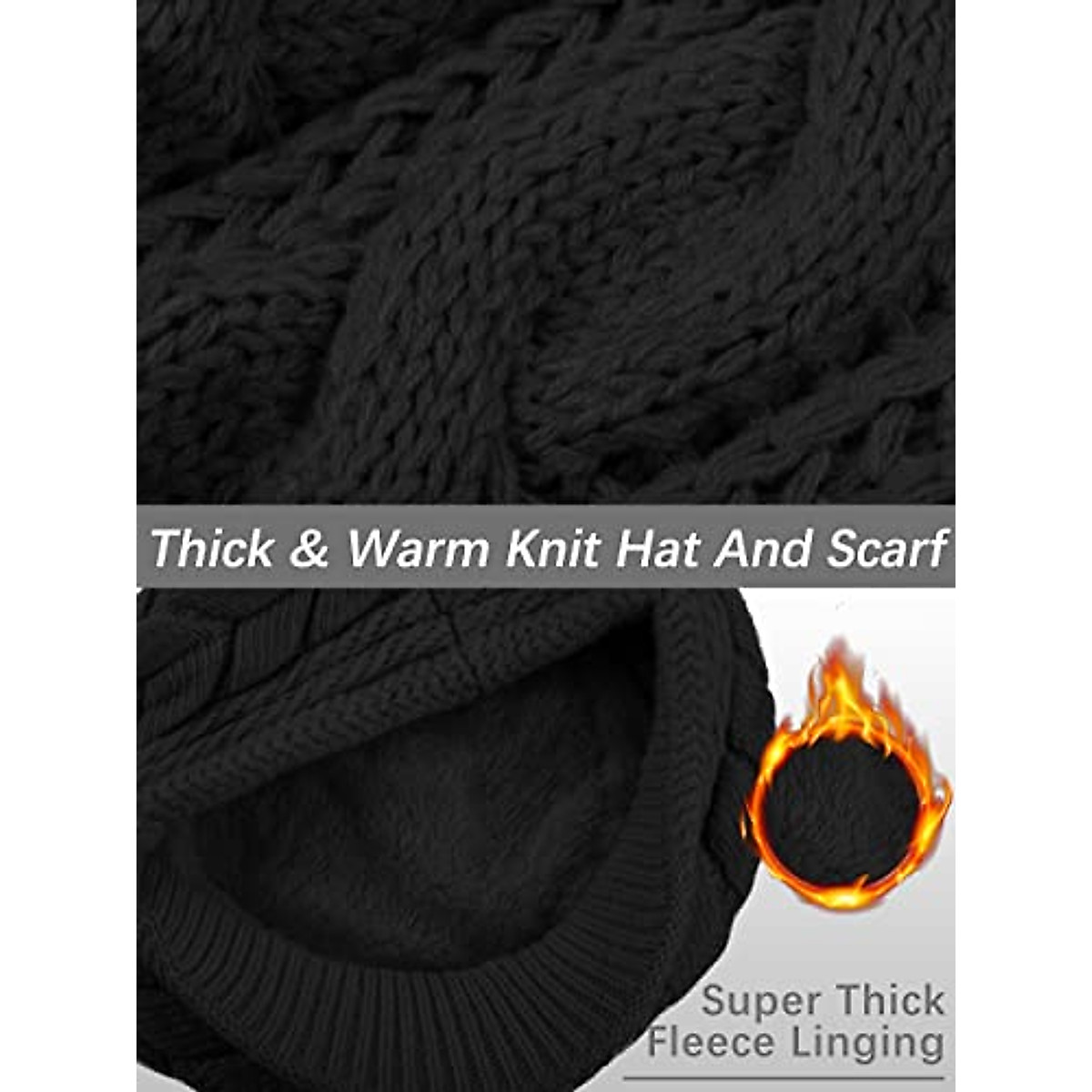 URATOT 3 Pieces Winter Beanie Hat with Brim Scarf Glove Warm Cap with Visor Knitted Touch Screen Glove Gifts for Women