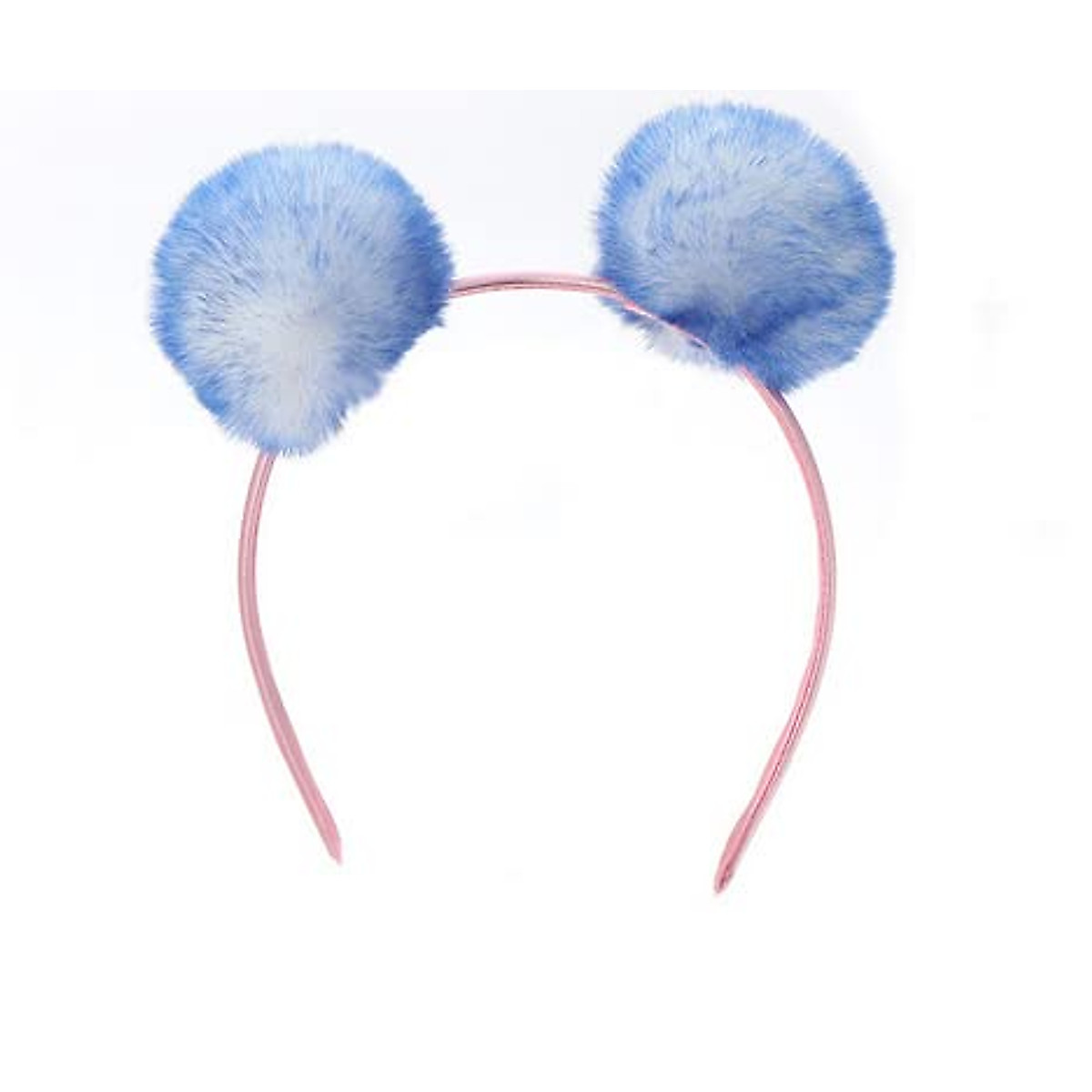 XIZHI 5 Pcs Pompom Ball Headband Iridescent Fluffy Ball Hair Loop Ear Headband Soft Style Cute Flurry for Little Girls Fashion Headband