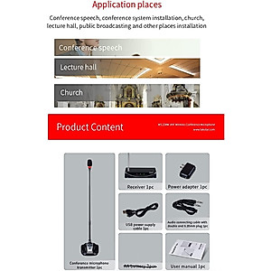 Takstar MS-208W VHF Wireless/Wired Professional Conference Microphone System, Gooseneck Table Desktop Cardioid Condenser Microphone for Meeting, Church, Live Presentation, Speech