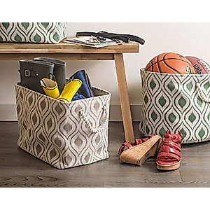 DII Polyester Container with Handles, Ikat Storage Bin, Large, Stone