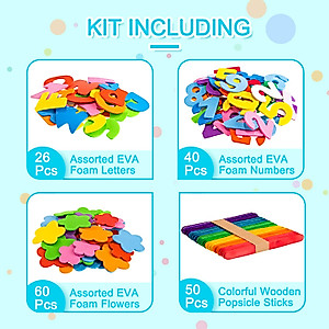 Whaline 1050 PCS Art Craft Kit Supplies 17 Styles Pipe Cleaners Pompoms Wiggle Googly Eyes Foam Flowers Letters Construction Papers Safety Scissors Sticks Heart Stickers Feather Felt Cloth Button