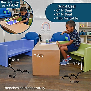 Children's Factory Adapta-Bench, CF910-056, Fern, Kids Flexible Seating, Classroom, Preschool and Daycare Furniture, Indoor or Outdoor Toddler Chairs