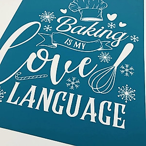 MANGOUSONG Screen Printing Kit,22x28cm Baking is My Love Language Mesh Screen Stencils Self-Adhesive Silk Screen Printing Stencil for Canvas Bag Washable