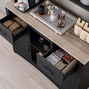 Cozy Castle Buffet Storage Cabinet with Doors and Adjustable Shelves, 42.5" Kitchen Buffet Table Sideboard, Accent Coffee Bar Cabinet for Kitchen, Living Room, Entryway, Dining Room, Black