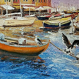 SOLD Portofino Harbor, Mediterranean Italy by Internationally Renowned Painter Yary Dluhos